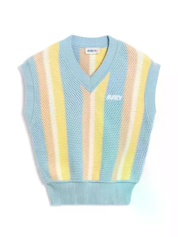 AUTRY Striped-pattern Knitted Vest - Blue