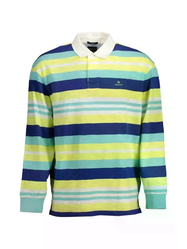 Gant Striped Cotton Polo Shirt - Blue