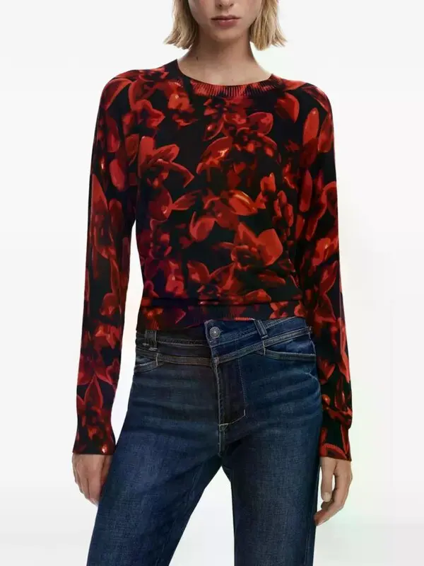 Desigual Floral-print Sweater - Red