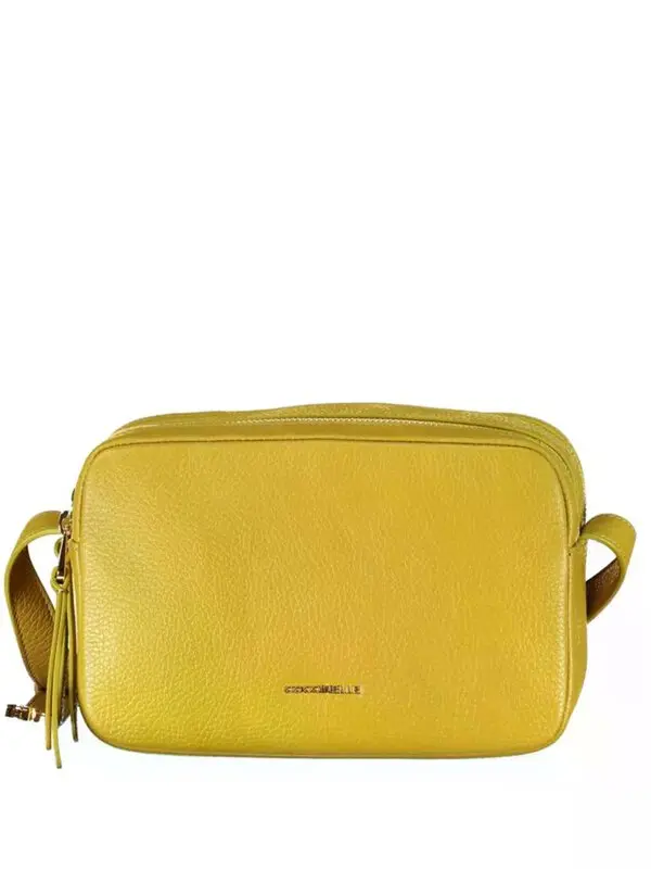 COCCINELLE Leather Crossbody Bag With Logo Lettering - Yellow