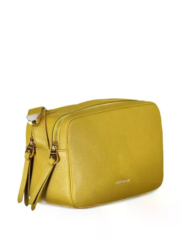 COCCINELLE Leather Crossbody Bag With Logo Lettering - Yellow