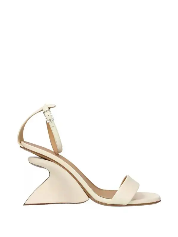 Off-White Sculpted-heel Leather Sandals - Neutrals