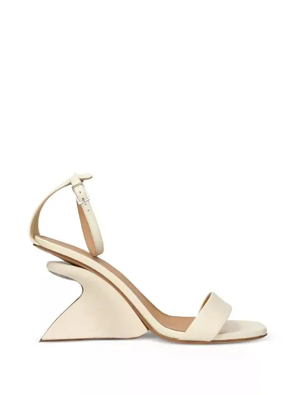 Off-White Sculpted-heel Leather Sandals - Neutrals