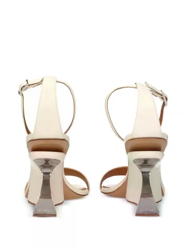 Off-White Sculpted-heel Leather Sandals - Neutrals
