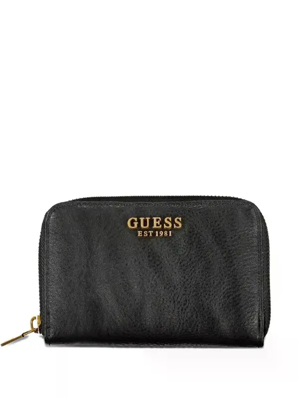 Guess Logo-plaque Zip-around Wallet - Black