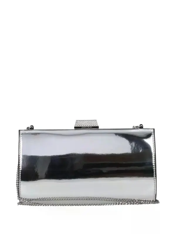 JIMMY CHOO Zahra Metallic Leather Clutch - Silver