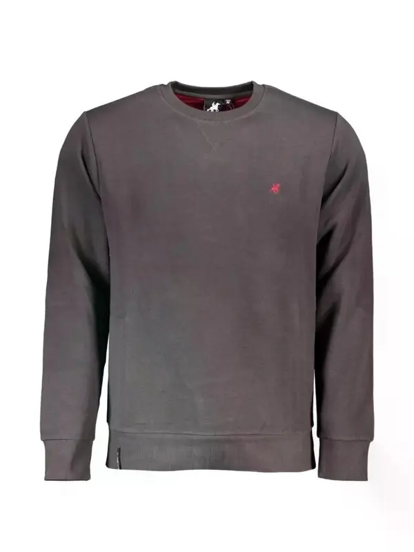 U.S. GRAND Embroidered-logo Crew-neck Sweatshirt - Grey