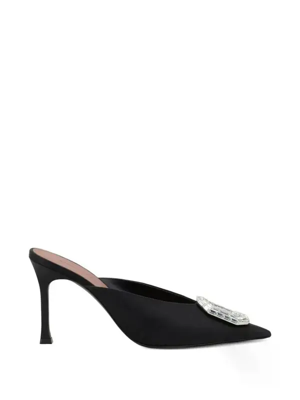 Amina Muaddi Crystal-embellished Pointed-toe Mules - Black