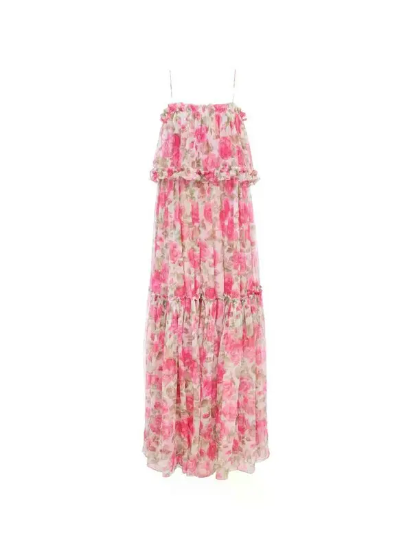 Chloé Floral-print Ruffled Maxi Dress - Pink