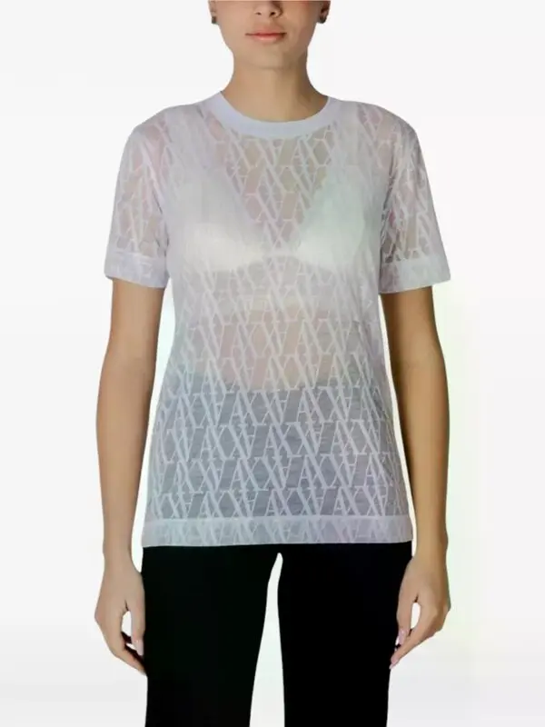 Armani Exchange Monogram Pattern Sheer T-shirt - White
