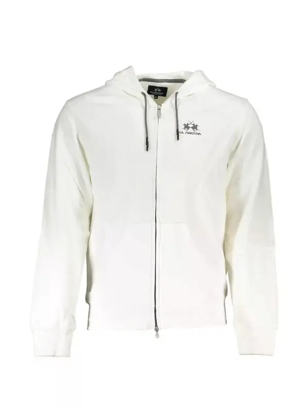 LA MARTINA Logo-embroidered Zip-up Cotton Hoodie - White