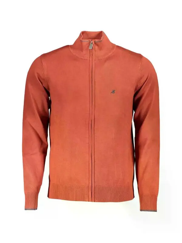 U.S. GRAND Embroidered Zip-up Cardigan - Orange