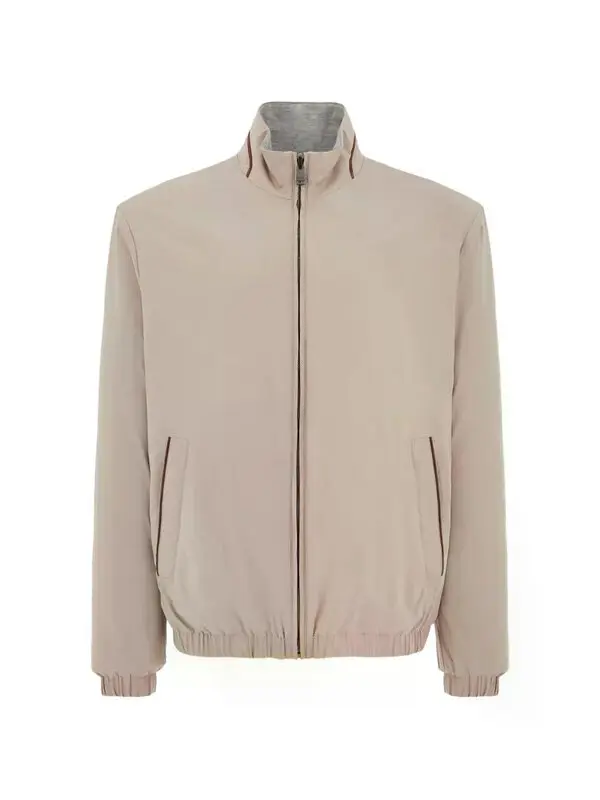 Canali Nuvola Piping-detail Zip-up Jacket - Neutrals