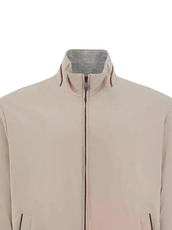 Canali Nuvola Piping-detail Zip-up Jacket - Neutrals
