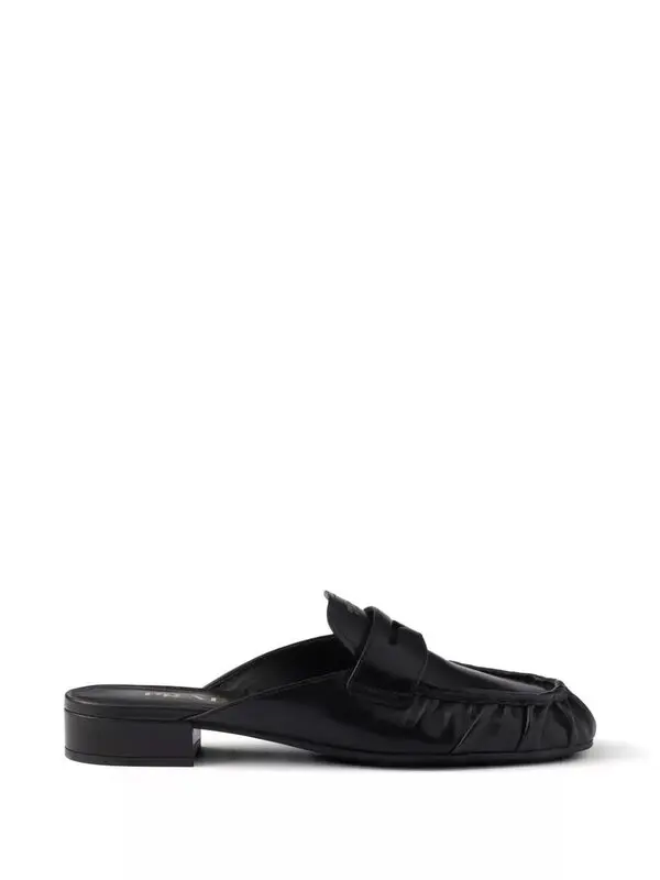 Prada Leather Mules - Black