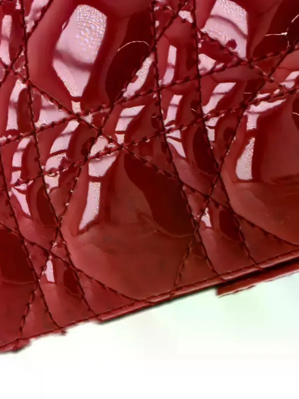 Dior Lady Medium Satchel Cannage Quilt Patent - Red