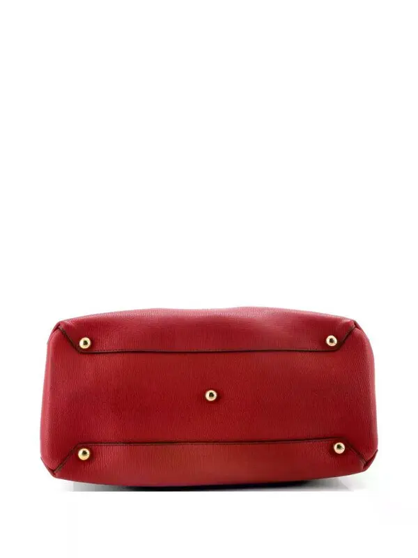 Burberry Banner Tote Leather And House Check Canvas Medium Satchel - Red