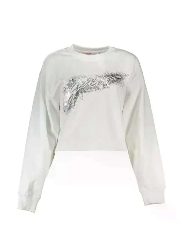 Guess Logo-print Cropped Sweater - White