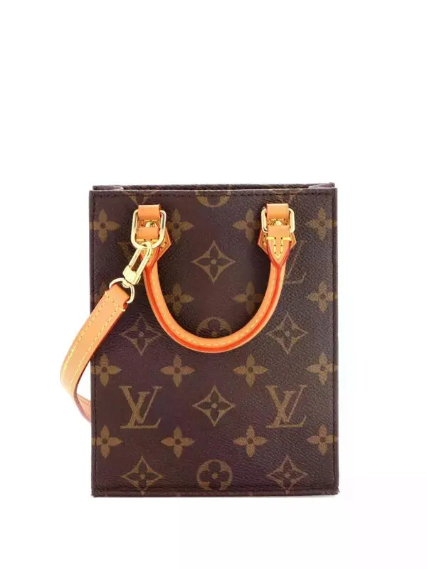 LOUIS VUITTON Petit Sac Plat Monogram Canvas Crossbody Bag - Brown