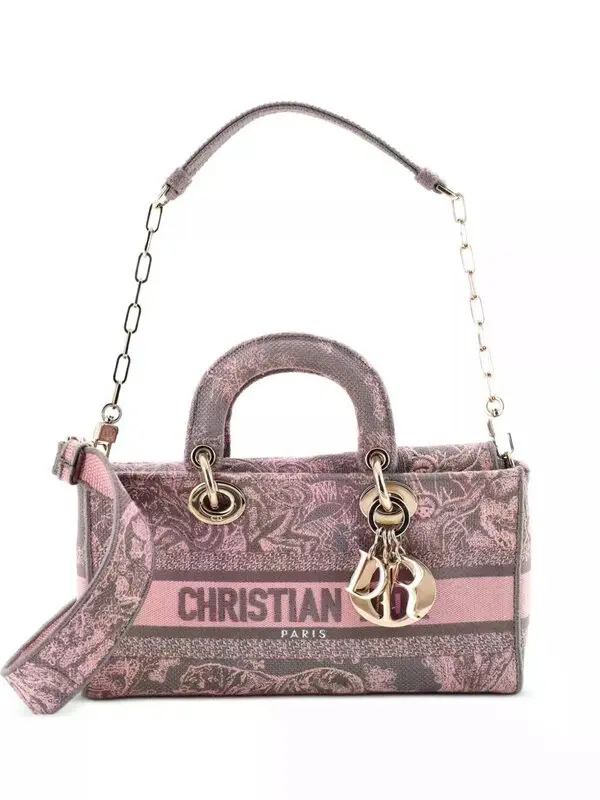 Dior Lady D-joy Embroidered Canvas Satchel Medium - Grey