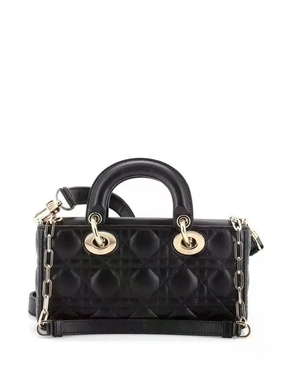 Dior Lady D-joy Cannage Quilt Lambskin Small Satchel - Black
