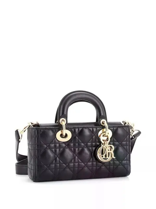 Dior Lady D-joy Cannage Quilt Lambskin Small Satchel - Black