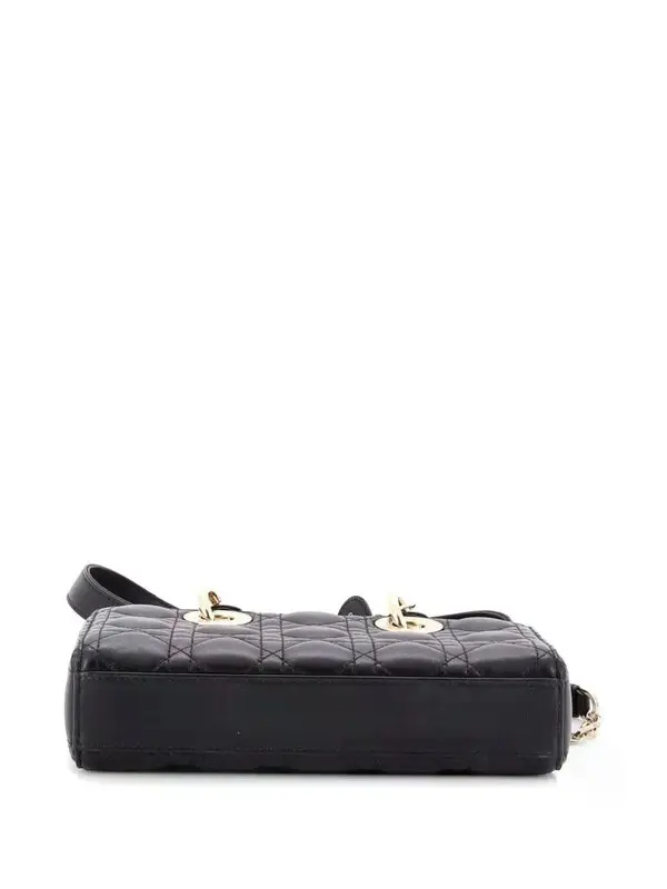 Dior Lady D-joy Cannage Quilt Lambskin Small Satchel - Black