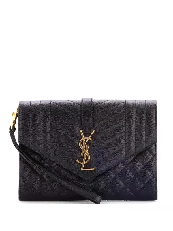 Saint Laurent Classic Monogram Envelope Wristlet - Black