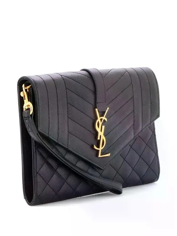 Saint Laurent Classic Monogram Envelope Wristlet - Black
