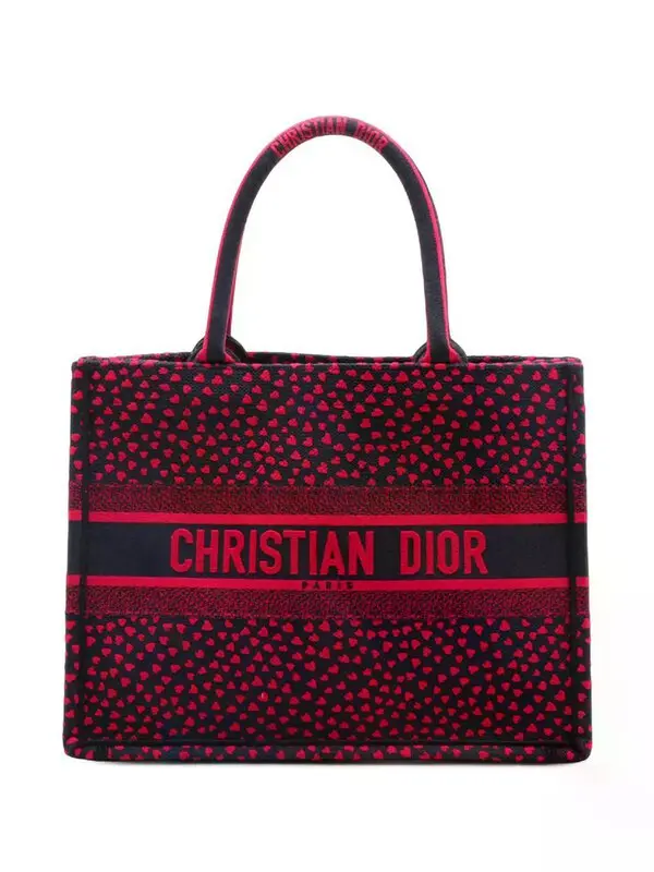 Dior Canvas Pop Hearts I Love Paris Book Tote Bag - Red