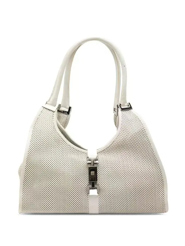 Gucci 2000-2015 Calfskin Perforated Jackie Bardot Shoulder Bag - White