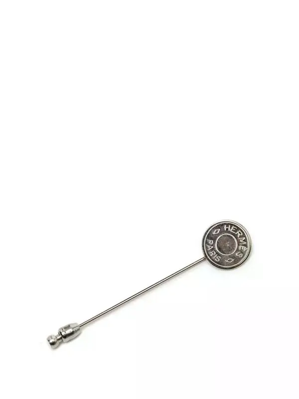 Hermès 2010-2025 Palladium Plated Clou De Selle Stick Pin Brooch - Silver