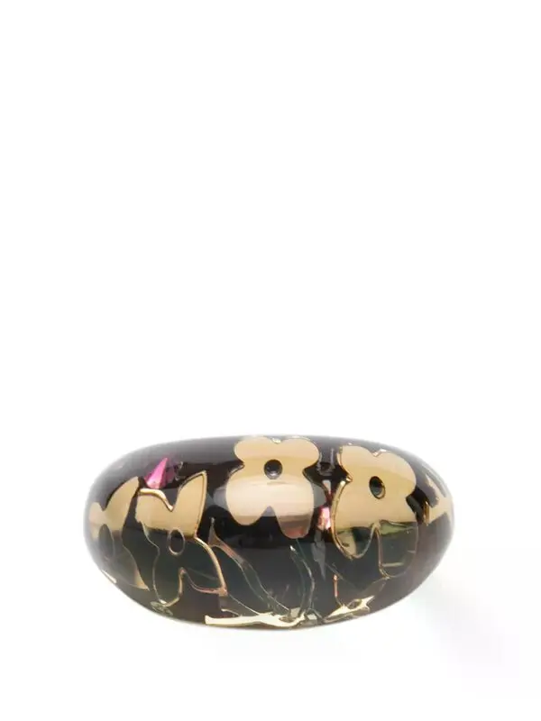 LOUIS VUITTON 2009-2011 Resin And Crystal Monogram Inclusion Costume Ring - Black