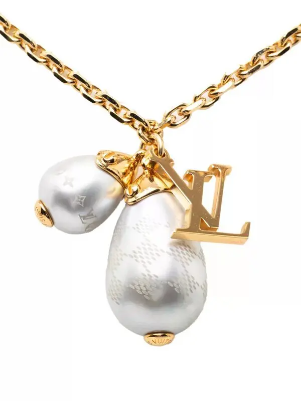 LOUIS VUITTON Damier Perle Pendant Necklace - Gold