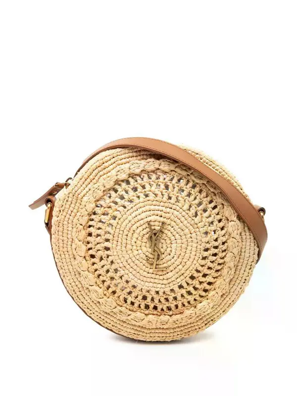 Saint Laurent 2022 Raffia Round Crossbody Bag - Neutrals