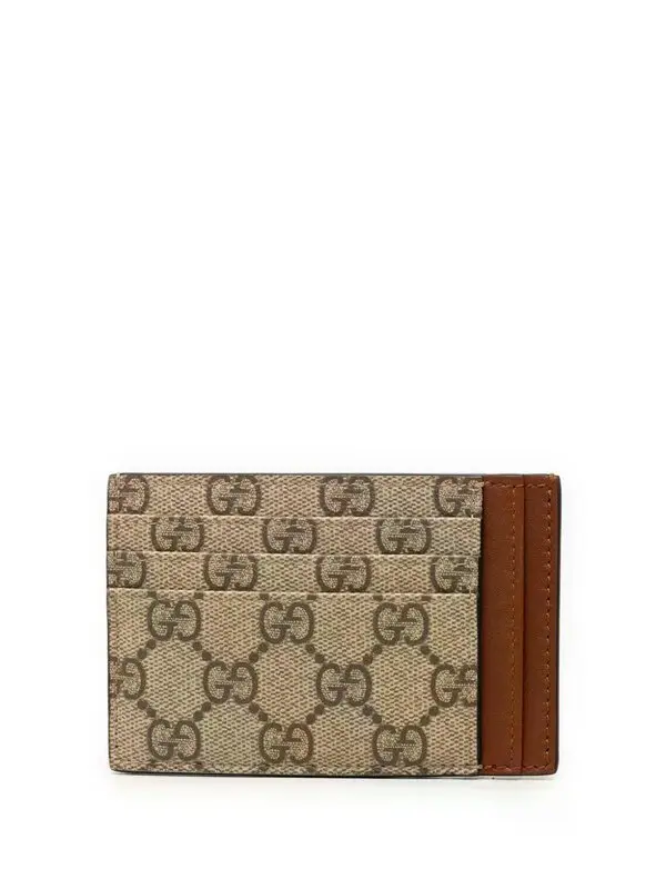 Gucci 2016-2026 Gg Supreme Emblem Card Holder - Neutrals