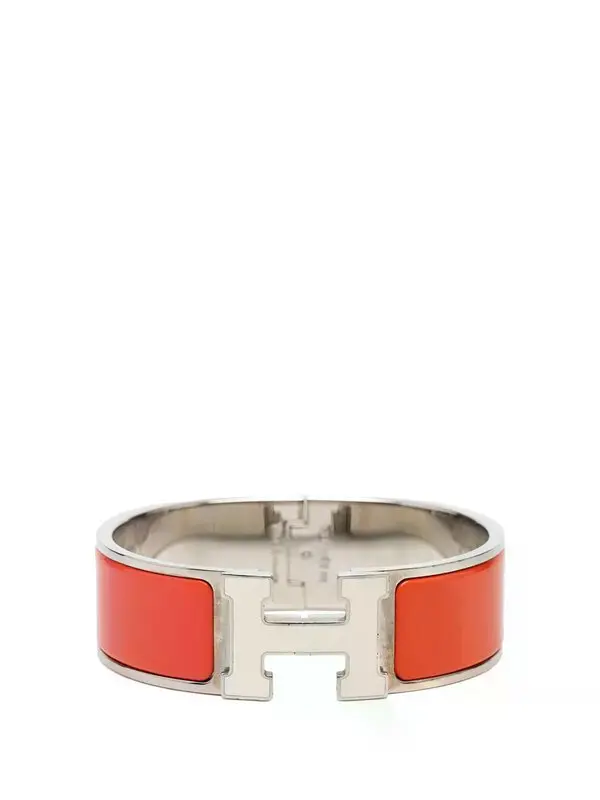 Hermès 2000-2020 Wide Enamel Clic H Bracelet Pm - Orange