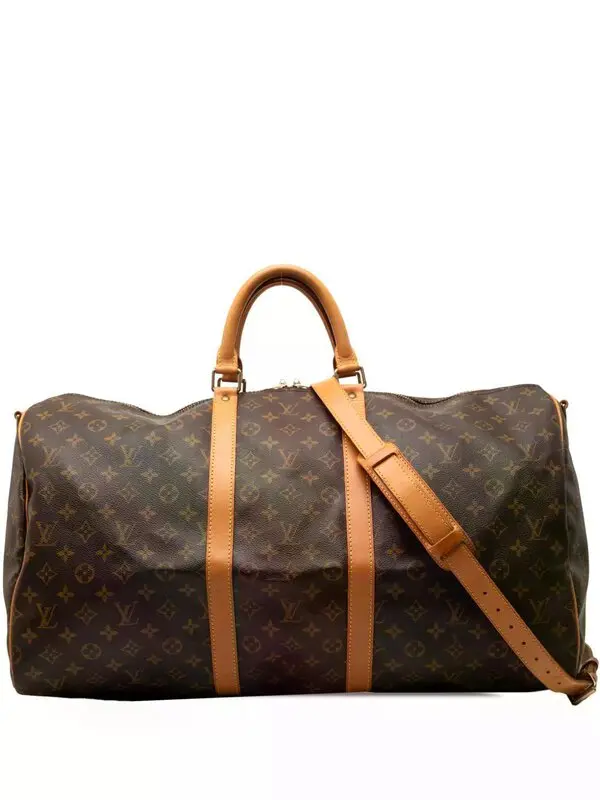 LOUIS VUITTON 1995 Monogram Keepall Bandouliere 55 Travel Bag - Brown