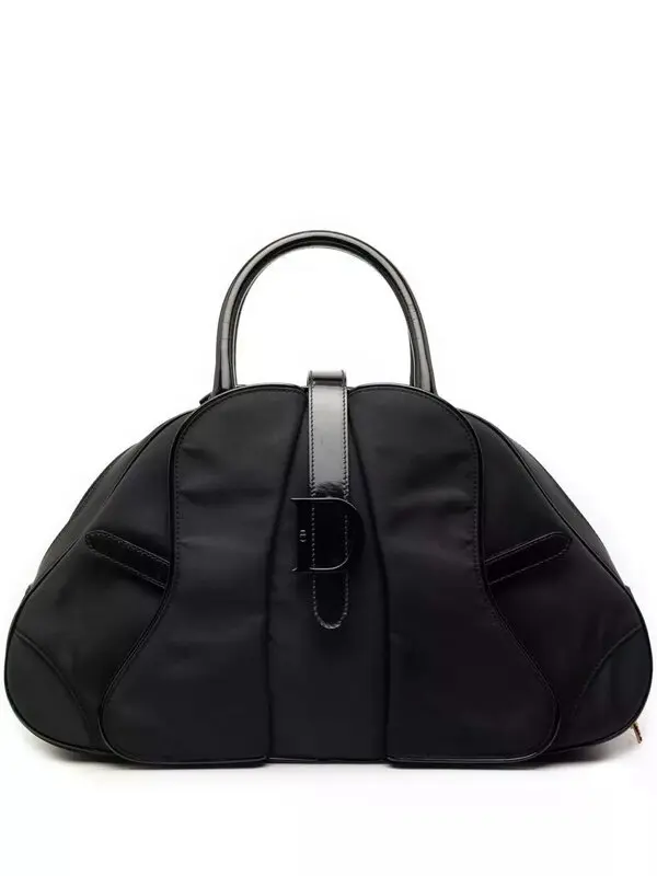 Dior 2000 Nylon Double Saddle Bowler Bag - Black