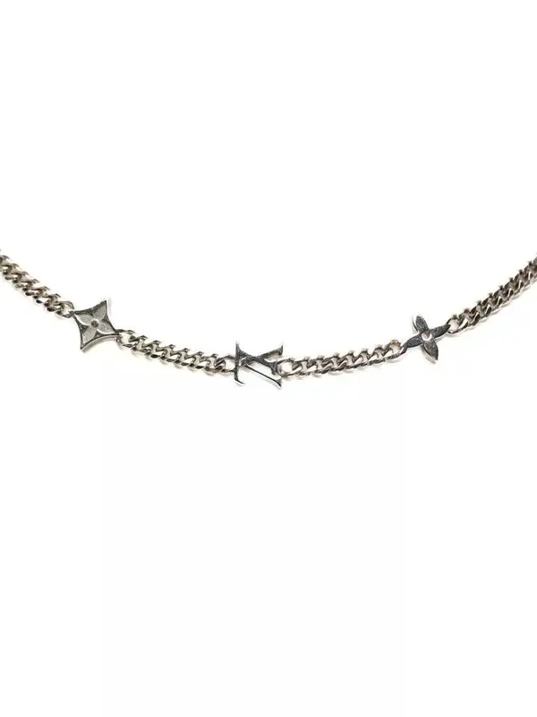 LOUIS VUITTON Brass Monogram Row Necklace - Silver