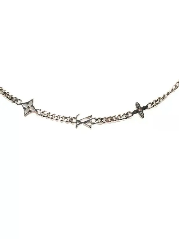 LOUIS VUITTON Brass Monogram Row Necklace