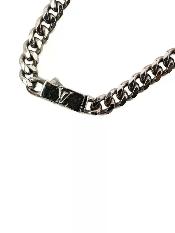 LOUIS VUITTON Brass Monogram Row Necklace