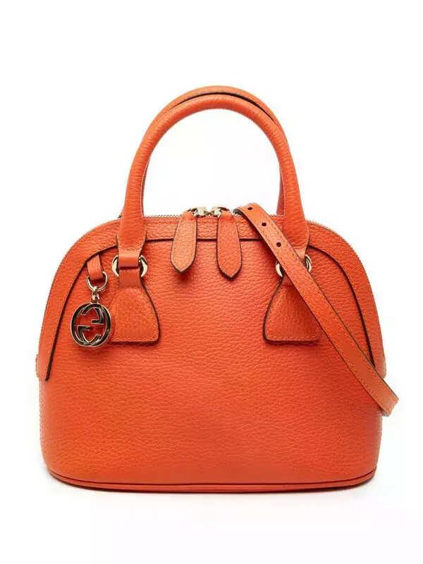 Gucci Mini Leather Gg Charm Dome Satchel - Orange