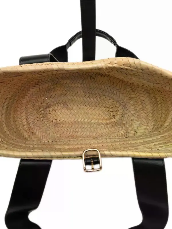 Chloé 2023 Medium Raffia And Smooth Calfskin Sense Basket Tote Bag