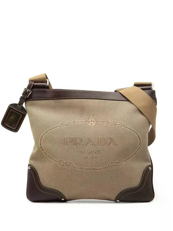 Prada Canvas Canapa Logo Crossbody Bag - Neutrals
