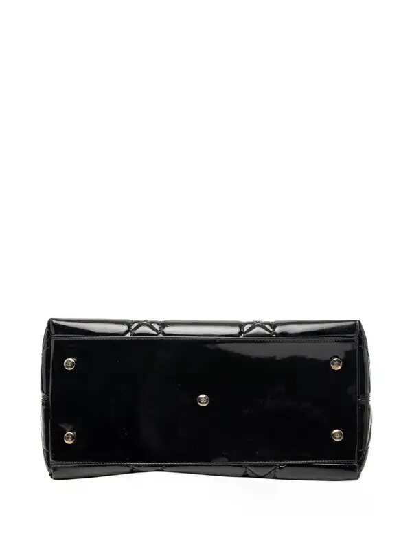 Dior 2010 Medium Patent Cannage Polochon Granville Satchel - Black