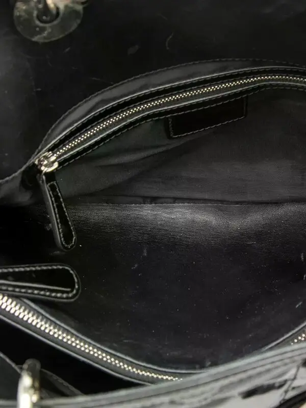 Dior 2010 Medium Patent Cannage Polochon Granville Satchel - Black