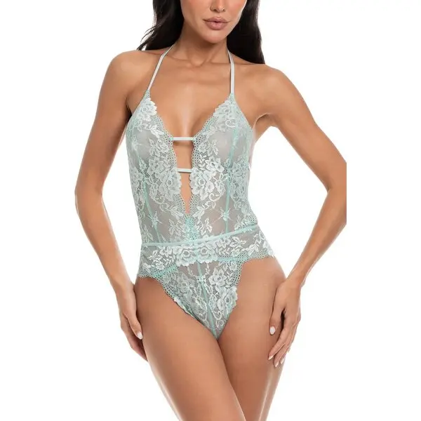 IN BLOOM BY JONQUIL Lillie Strappy Lace Thong Teddy - Pale Turquoise