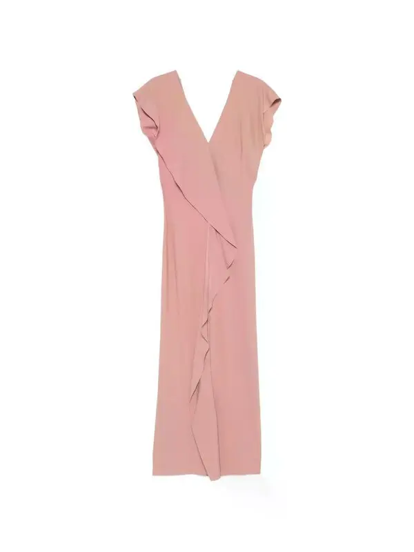 Patrizia Pepe Ruffled V-neck Maxi Dress - Pink