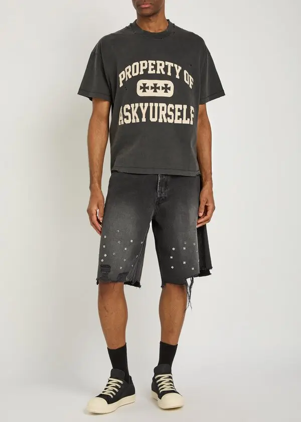 ASKYURSELF Logo-print Distressed Cotton T-shirt